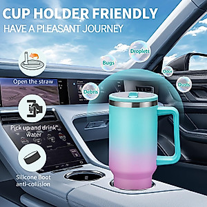 BENZZO Insulated Tumblers 40 oz Tumbler with Flip Straw - Thermal Cup with Lid Coffee Mug Keep Cold-34h & Hot-10h, Stainless Steel Mug Leakproof Dishwasher Safe Insulated Cup with Lid