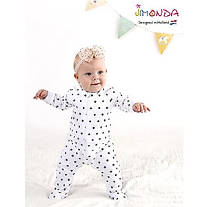Jimonda Baby Girls Boys Pajamas,Organic Cotton PJS Sleeper,Zipper Closure Non-Slip Footie (Houndstooth&Dots, 9-12 Months)