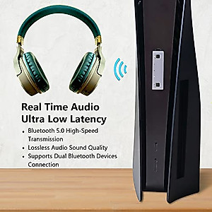 PEPPER JOBS Dual Bluetooth 5.0 USB-C Adapter, Compatible with PC/Laptop/TV/Switch/PS4/PS5, Wireless Audio Transmitter with aptX Low Latency, Dual Bluetooth Devices Connecting, 3.5 mm Mic Chat(White)