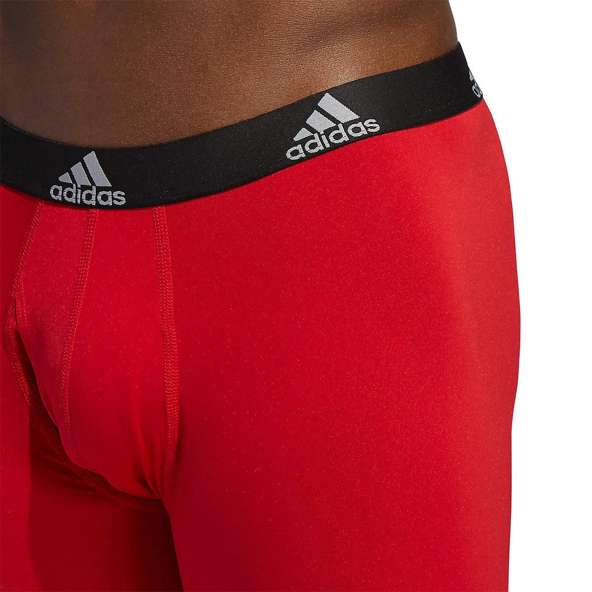 adidas 3-Pack Brief, Boxer Briefs-3-Pack Long Men's Underwear Pack, Scarlet Red/Black/Onix Grey/Performance, Large