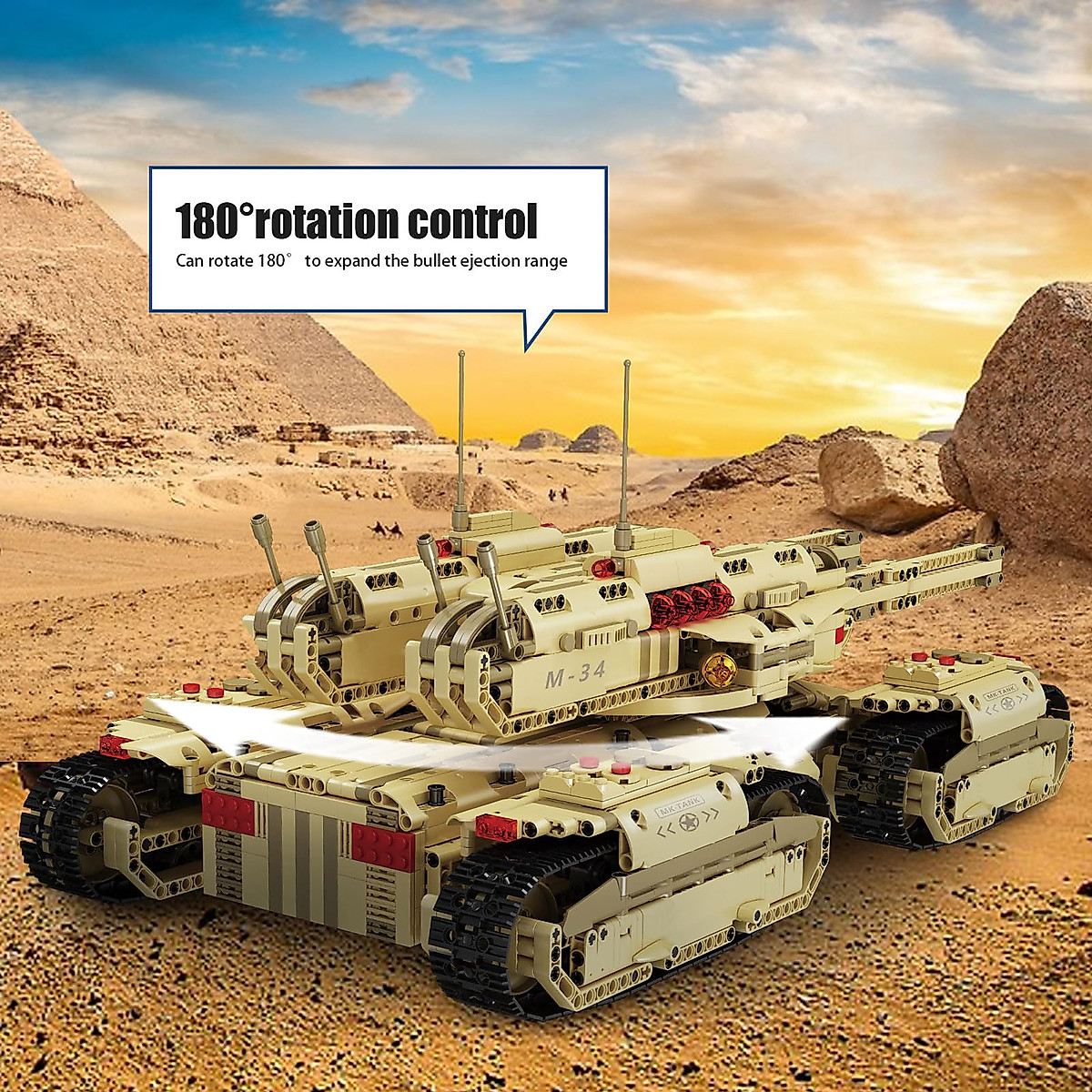 Mould King 20011 Technology MOC Building Block Tank, Remote Control Rechargeable Military Mammoth Tank, RC Tank Model Kits for Adult