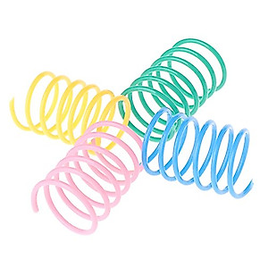 Poity 5 Pieces Cat Toys Colorful Spring Plastic Bounce Pet Random Color Wide Gauge Heavy Color Randomly 4.5x2.5cm(1.77x0.98in)