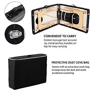 Yaheetech Spa Bed Portable Lash Bed Massage Bed Foldable Spa Tables Adjustable 2 Fold with Non-Woven Bag, Black