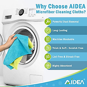 AIDEA Microfiber Cleaning Cloths-50PK, Softer Highly Absorbent, Lint Free Streak Free for House, Kitchen, Car, Window Gifts(12in.x12in.)