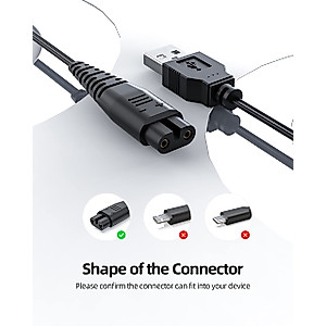 Charger Cord Fit for Hatteker Mens Beard Trimmer, Cordless Hair Trimmer Pro Hair Clippers Beard Trimmer RFC-598 RFC-588 RFC-690 Electric Shaver Razor Power Adapter Supply