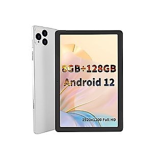 VNEIMQN 10 inch Tablet, Android 12 Tablet, 10.1”, 1080p Full HD, 8GB RAM/128GB ROM/8-Core CPU, 1TB Expand, 8000mAh, 5MP front/13MP Back Camera, WiFi 6, GPS, 1920 * 1200 Display, Bluetooth 5.0