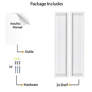 Wallniture Philly Nursery Bookshelf - Floating Book Shelves for Kids Room - 31 Inch Picture Ledge Book Tray Toy Storage Display White Set of 2