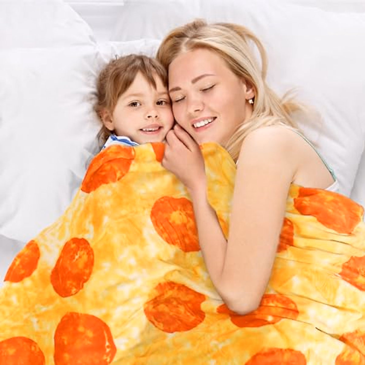 Bnuitland 72 Inch Pizza Funny Blanket with Pillow Cover (18×18"), 300 GSM Double Sided Giant Novelty Tortilla Realistic Food Blanket for Your Family, Adults and Kids