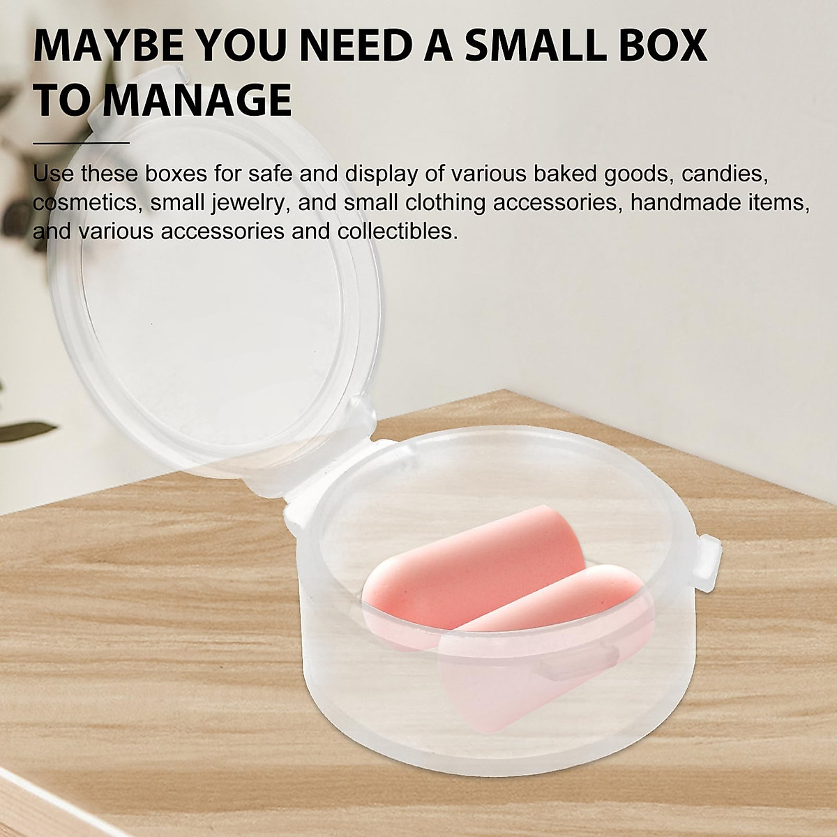 PLAFOPE 10pcs Pp Round Earplug Storage Containers Plastic with Cover Storage Box for Small Accessories