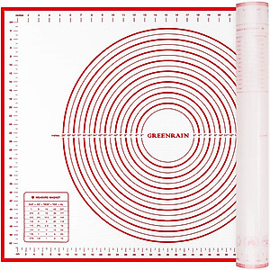 GREENRAIN Extra Large Silicone Pastry Mat Non Stick Baking Mat with Measurement Fondant Mat, Counter Mat, Dough Rolling Mat, Oven Liner, Pie Crust Mat (XXL-24''(W)*32''(L))