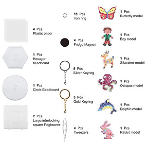 Fuse Beads Bulk - Complete Craft Package for Beading, 3D Art Projects, Comes with 9600 Assorted Beads, 10 Pegboards, 4 beadsezers, 4 Iron Beads Papers, 30 Rings, and 4 Ropes