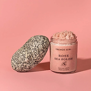 French Girl Rose Sea Polish Sugar Scrub - Exfoliating Body Scrub for Face & Body, Gentle Sea Salt Exfoliator for Smooth, Hydrated Skin, Clean, Vegan & Cruelty-Free, 10 oz