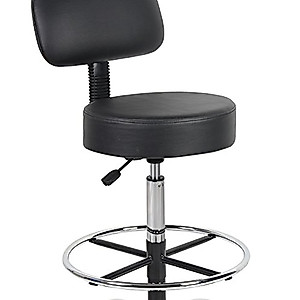 Boss Office Products B16245-BK Be Well Medical Spa Drafting Stool with Back, Black