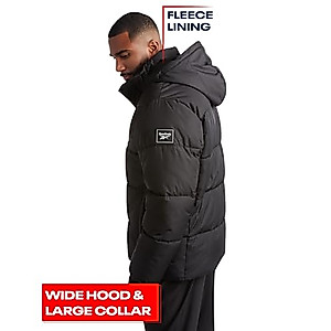 Reebok Men's Winter Jacket - Heavyweight Quilted Puffer Parka Coat - Weather Resistant Ski Jacket for Men (M-XXL), Size Medium, Black