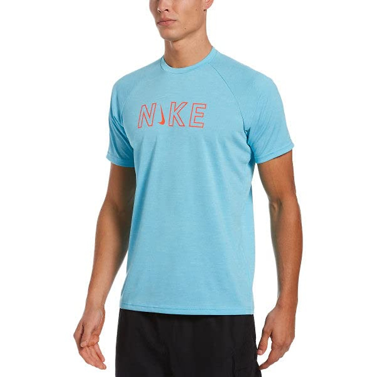Nike Swim Men's Logo Short Sleeve Hydroguard Rash Guards, Lagoon Pulse, Medium