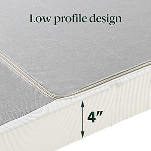 ZINUS No Assembly Metal Box Spring, 4 Inch White Mattress Foundation, Sturdy Metal Structure, Split King