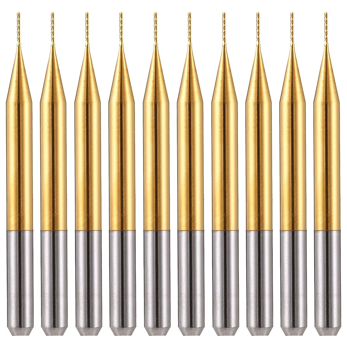 HOZLY 10Pcs 1/8'' Shank 0.5mm Titanium Coat Carbide End Mill Engraving Bits CNC Rotary Burrs Tool for PCB Mould Plastic Fiber Carbon Fiber Hardwood