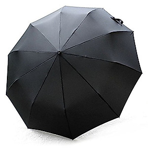 TRADE® Travel Umbrella, Cortex Hook Handle Auto Open & Close Vented Windproof UV Protection Umbrellas with 10 Metal Ribs and Large Canopy for Business Man (Black)