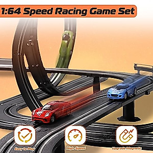 Car Toys for 3 Year Old Slot Car Race Track Toys with 4pcs Speed Cars & 22FT Dual Racing Game Lap Overpass Track - Battery or Electric Race Car Track for Boys Girls Age 4-12