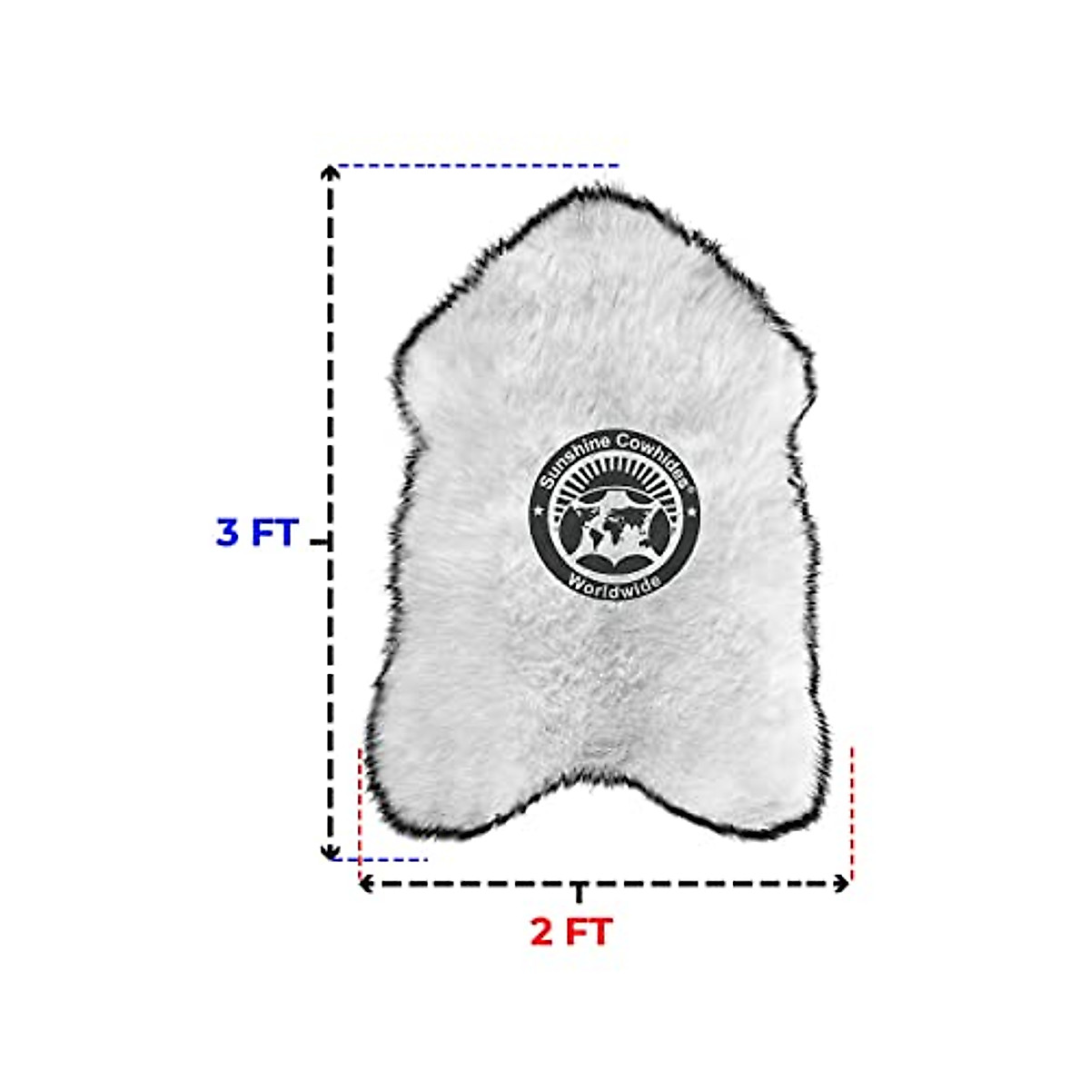 Genuine Natural Sheepskin Rug White 2 x 3 ft. Soft Premium Quality Bedside Rug Chair Seat Cover Rug Throw