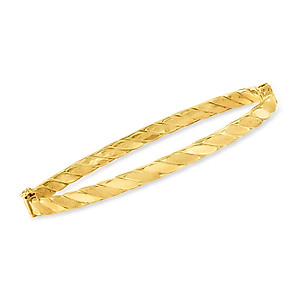 Ross-Simons Italian 14kt Yellow Gold Twisted Bangle Bracelet. 7 inches