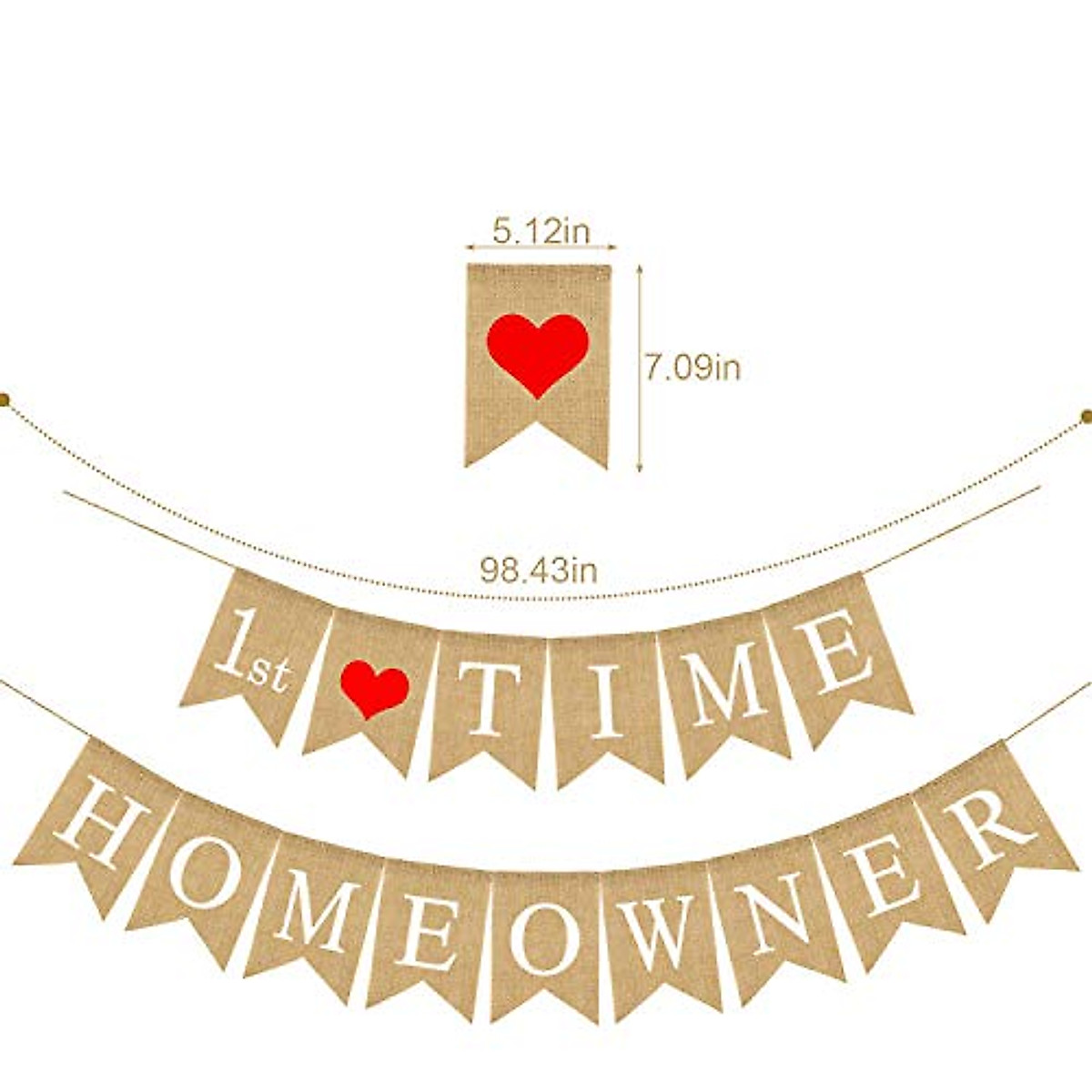 Rainlemon Jute Burlap 1st Time Homeowner Banner House Warming Party Mantel Fireplace Decoration