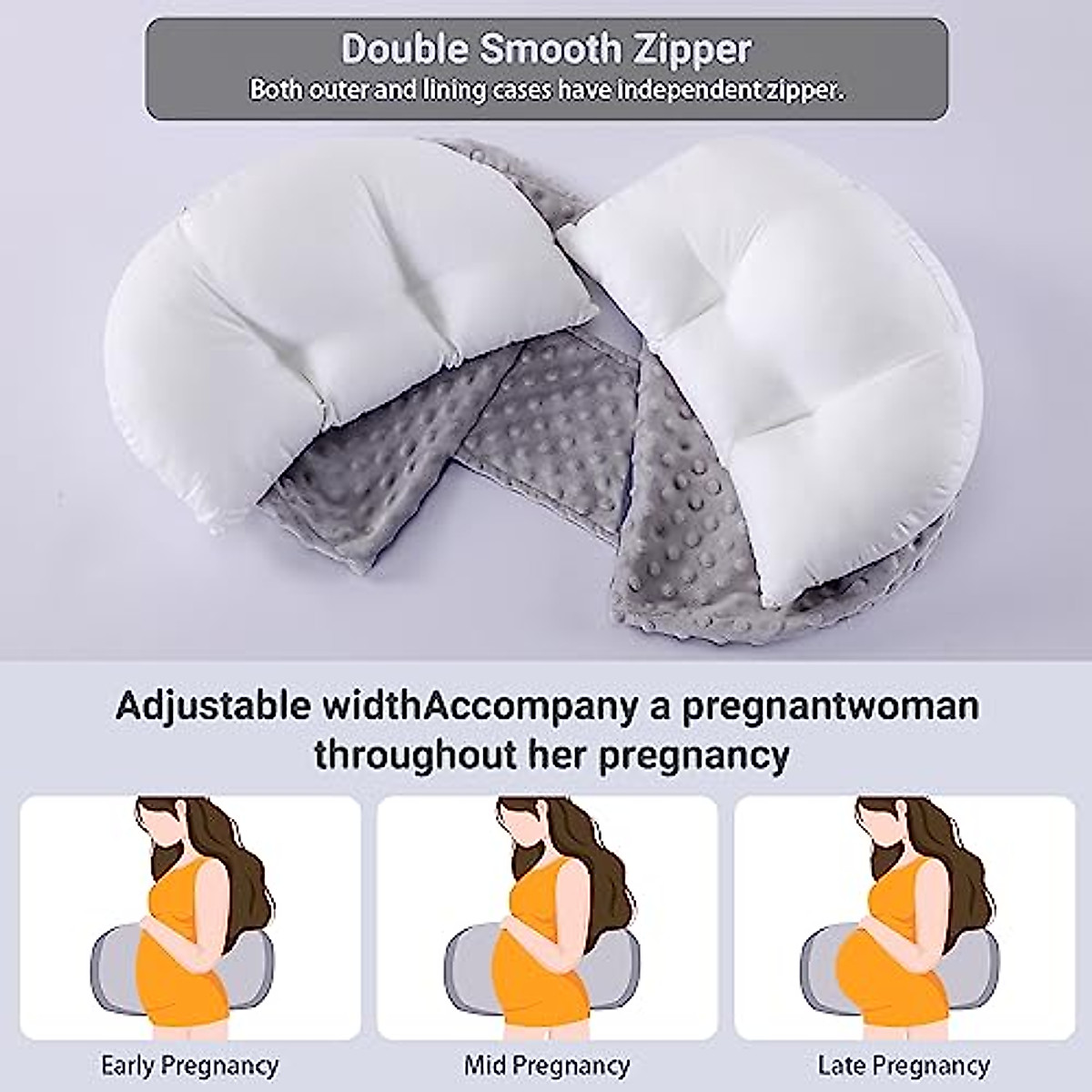 neexan Pregnancy Pillows for Sleeping-Pregnancy Wedge Pillows, Pregnancy Pillows Support for Pregnant Women Back, Legs, Belly, Wedge Pillow Pregnancy with Detachable & Adjustable Pillow Cover