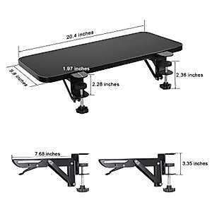 Nillcs Ergonomics Desk Extender Tray,20.4"x9.8" Large Size Foldable Keyboard Tray,Computer Table Extension Arm, Armrest Support for Home and Office