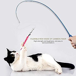Retractable Cat Wand, Interactive Catcher Teaser Cat Toy 3-Section Teaser Cat Wand Fishing Pole Toy Exerciser for Cat and Kitten (Not Include Replacement)