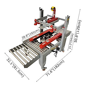 Banfluxion 110V 180W Left-and-Right Drive Double-Flap Tape Sealing Machine for Small Box Automatic Box Carton Packing Sealer 35-50mm Tape Width 0-18m/min