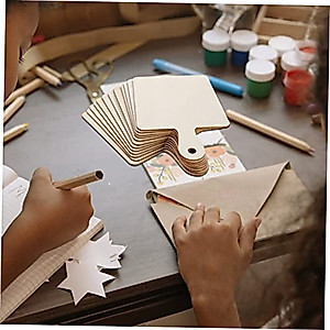 48 Pcs Square Wooden Board Woodsy Decor Poppets for Miniature Mini Chopping Boards Cooking Butcher Block Wooden Cutting Board Shapes Wood Chopping Board with Handle