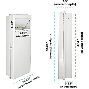 AdirHome Built-in Laundry Hamper, Clothes Hamper with Lid Wall Laundry Basket, Wall Laundry Box, Great Space Saving Solution for Remodelled Baths, Kitchen - White
