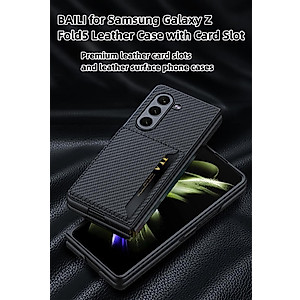 BAILI for Samsung Galaxy Z Fold5 Leather Wallet Case,Galaxy Z Fold 5 Case with Card Slots,Galaxy Z Fold 5 Case with Card Holder,Military Grade Drop Protective Cover for Fold5-Wine Red