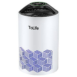 ToLife Air Purifiers for Bedroom, HEPA Air Cleaner for Room, Filters 99.97% Smoke Pollen Dander Dust, Portable Air Purifier with Low Noise Sleep Mode for Desktop Office, White