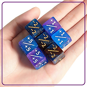 Sumind 24 Pieces MTG Dice Counters Token Dice Compatible with Magic The Gathering Dice Glitter D6 Dice Cube Loyalty Counter Dice Compatible with MTG, CCG, Card Gaming Accessory (Artsy Style)