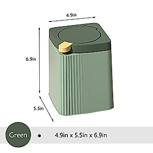 YISTOS Mini Countertop Trash Can with Lid, Green Waste Press Type Lid,Mini Bin for Coffee Table,Removable Liner Bucket, Small Can, Bathroom Vanity Top,Desktop, Office or Table