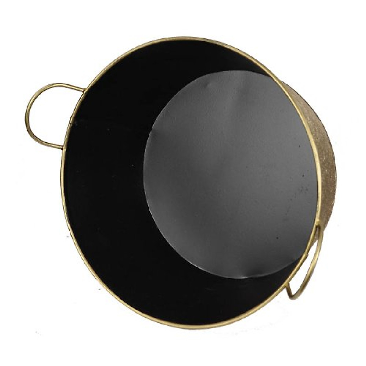 The Lucky Clover Trading Metal Round Foil Handle Basket, Gold