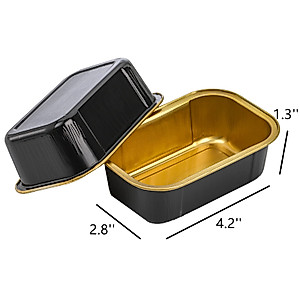 Lyellfe 60 Pack Aluminum Foil Baking Cups, 5 Oz Disposable Ramekins with Lids, Aluminum Foil Muffin Cups, Perfect for Cupcake, Souffle, Individual Cheesecake