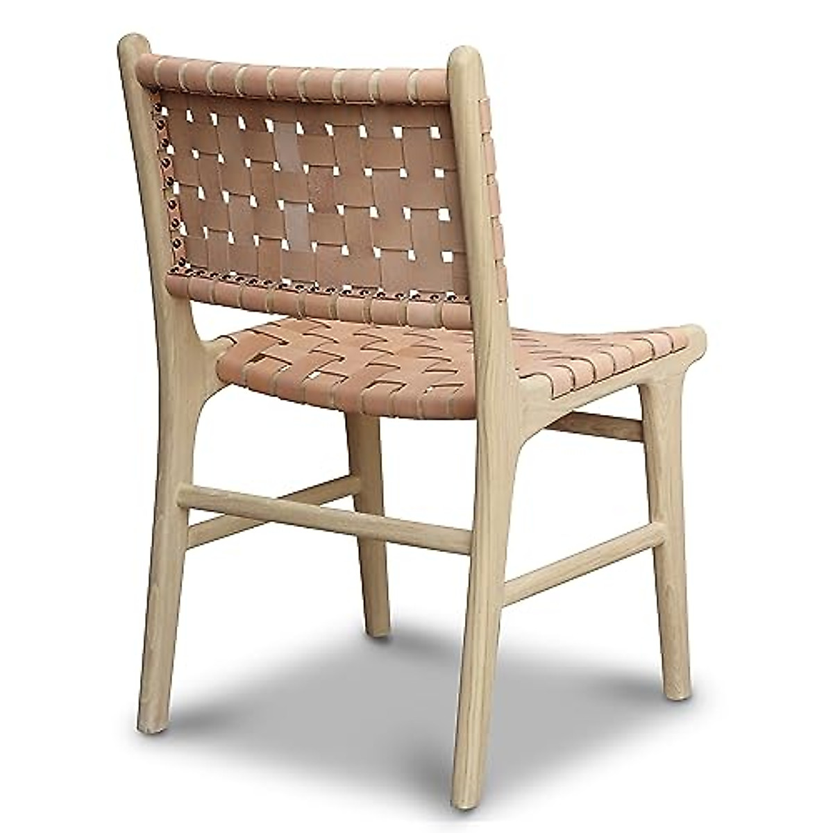 POLY & BARK Banda Teak & Leather Dining Chair, Russet Natural