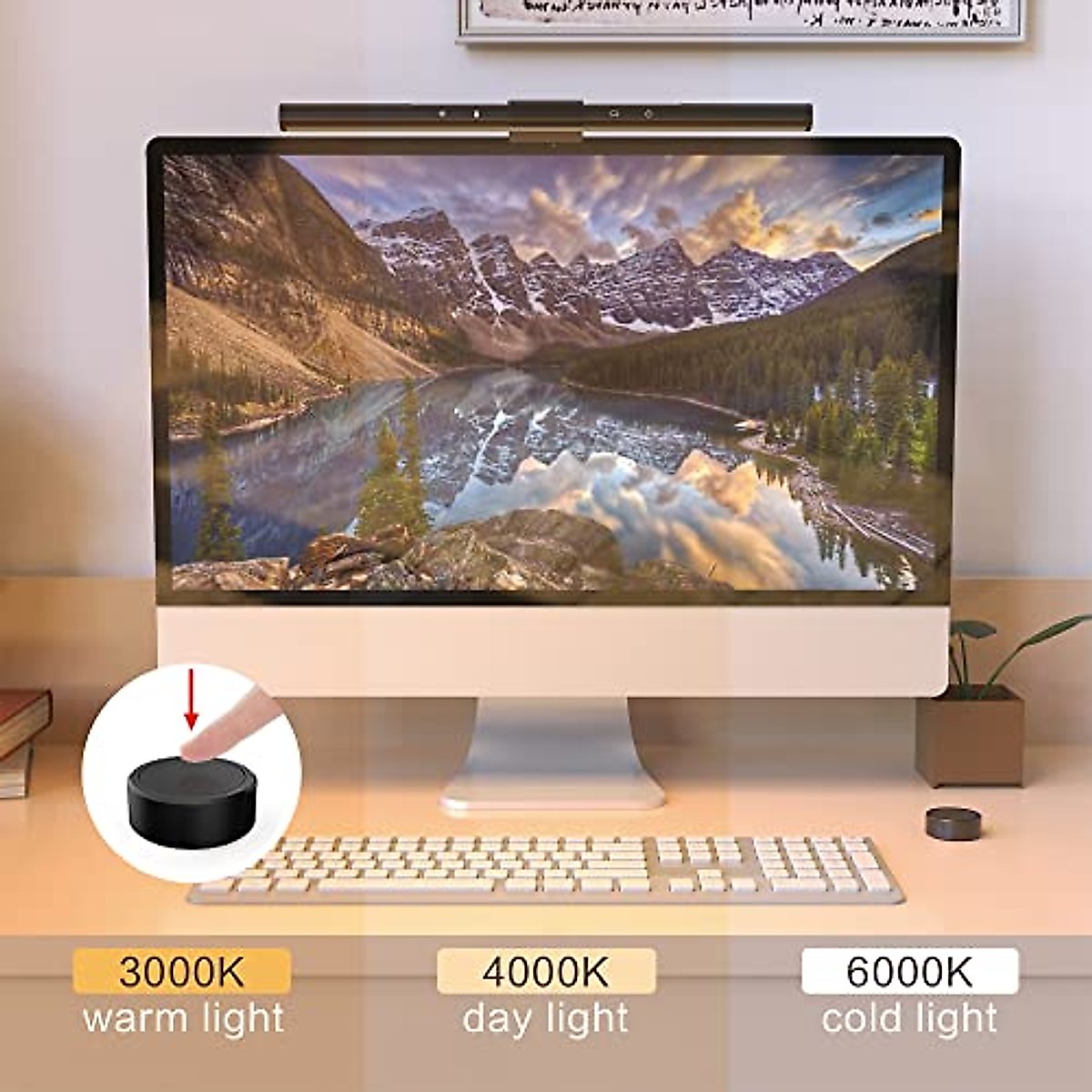 MELIFO Monitor Light Bar,Monitor Light with Remote Control,Screen Light Bar with Auto-Dimming,No Screen Glare Monitor Lamp Bar,Desk Lamp for Work and Office