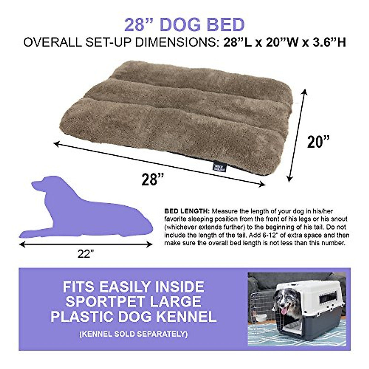 SportPet Designs Waterproof Pet Bed - Fits SportPet Plastic Dog Kennel, 28 inches