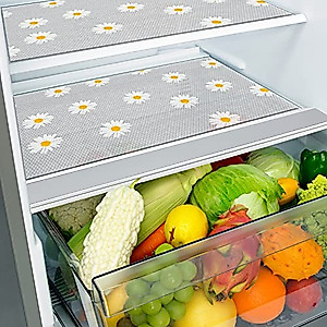 9PCS Refrigerator Liners,Daisy Refrigerator Mats Liners for Shelves Washable, Cuttable Refrigerator Liner,Drawer Table Mats, Placemats(Flowers)