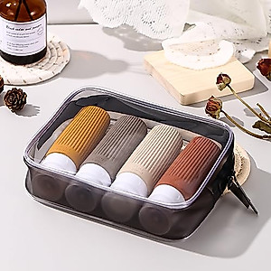 LIYUABU Silicone Travel Bottles for Toiletries,Tsa Approved 3oz Portable Refillable Travel Bottles,Leak Proof BPA Free Squeezable Travel Size Containers Accessories with Toiletry Bag（4Pack Brown）