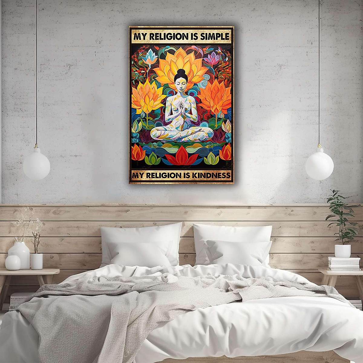 FLFGIDD Canvas Prints Abstract Wall Art My Religion Is Simple Canvas Art Poster and Wall Art Picture Print Modern Family bedroom Decor Posters 12x18inch-Wood Framed