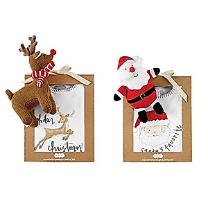 Mud Pie Christmas Knit Rattle Gift, 2 Piece Set, Santa