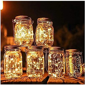 10 Pack - Fairy Lights Battery Operated String Lights, 20 LED on 6 ft Copper Wire, Firefly Fairy String Lights Warm White for Wedding Party Mason Jar Christmas Decorations Bedroom Decor (10)