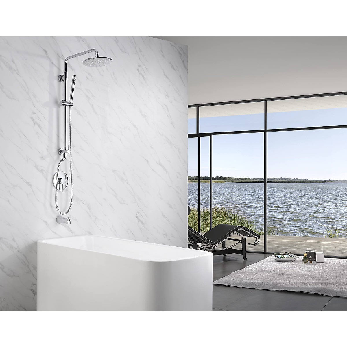 sumerain Retrofit Rain Shower Heads System with 9 Inch Shower Head 2.5GPM, Chrome Finish