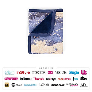 Oilo Baby Blanket, Luxury Soft Plush Backing & 100% Turkish Cotton Jersey Print, Double Layered, 30" x 40", Rolled Jersey Edge Trim, Newborn Infant Crib Blanket, Navy Blue, Midnight Sky