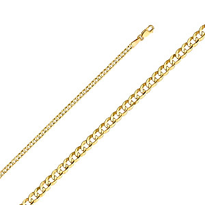 TGDJ 10k Yellow Solid Gold Cuban Chain Necklace, 2.0 mm | Gold Jewelry for Men and Women (18IN)