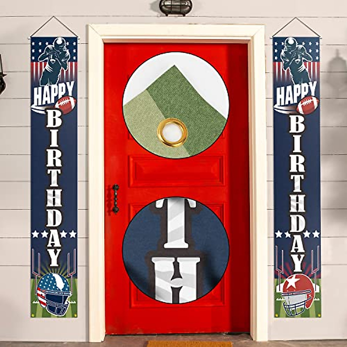 5665 Football Birthday Porch Sign Door Banner Decor Blue – Sport Super Bowl Game